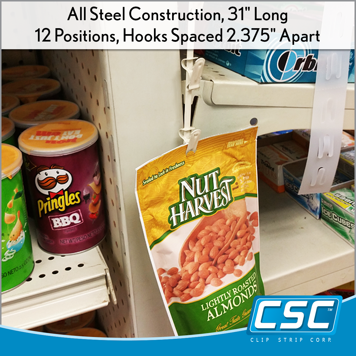 Econo Metal Merchandising Strip | Steel Clip Strips | Retail Display