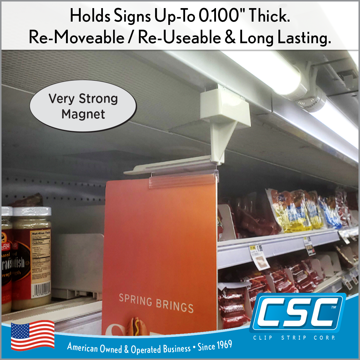 Magnetic Under Shelf Mount Grip-Tite™ Sign Holder | Clip[ Strip Corp ...